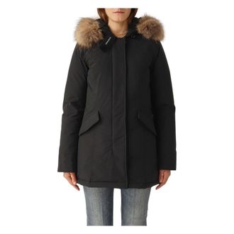 Woolrich Femme, Vestes, Noir, Taille: 42 FR Parka de Luxe Arctique en Raton Laveur