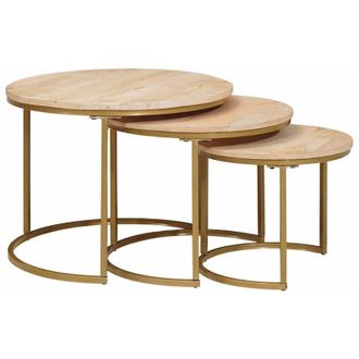 vidaXL vidaXL Tables basses gigognes 3 pcs Bois de mangue massif et acier