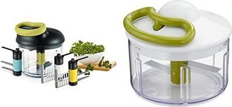T-fal K13210 5-Sekunden-Zerkleinerer ohne Strom, 900ml; schwarz/grün & 5-Sekunden Zerkleinerer K13304 | Ohne Strom | Fassungsvermögen: 500 ml Weiß/Grün/Tran