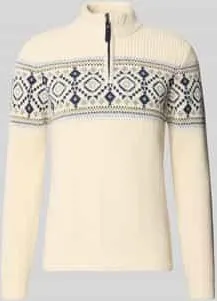 Ragman Norwegerpullover aus Woll-Mix mit Troyer-Kragen