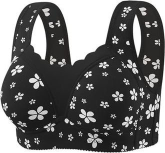 Generic Soutien-gorge confortable sans fil &agrave; couverture compl&egrave;te pour femme avec bretelles larges et imprim&eacute; floral &agrave; petites fleurs, sous-v&ecirc;tements doux sans