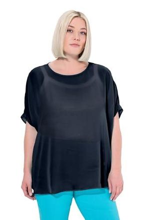 Ulla Popken Chiffonbluse T-Shirt, Marine, 58-64 Femmes