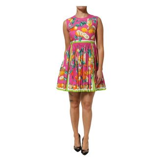 Dolce & Gabbana Femme, Robes, Multicolore, Taille: 38 FR Robe Mini Trap&egrave;ze Sans Manches Imprim&eacute; Fruits