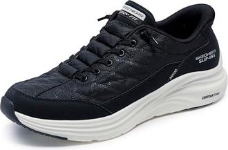 Skechers Baskets &agrave; Enfiler Contour Foam pour Homme - Coupe Confortable - Mains Libres, Noir/Blanc, 45 EU