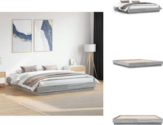 vidaXL Bettgestell Grau Sonoma 200x200 cm Holzwerkstoff - Holzbettrahmen - Bettkasten - Boxspringbett - Doppelbett - Grau