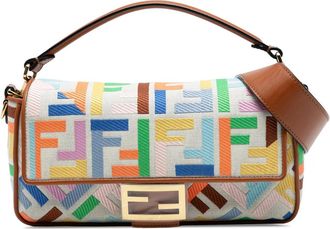 Fendi Hobo Bags - Zucca Embroidered Canvas Baguette Satchel - Gr. unisize - in Braun - für Damen