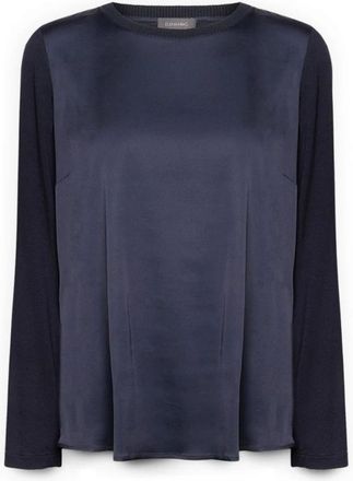 Elena Miro Femme, Blouses et Chemises, Bleu, Taille: 42 FR T-shirt bi-mati&egrave;re