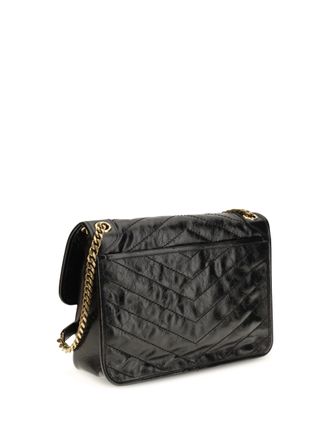 Saint Laurent Womens Shoulder Bag Niki Calf Leather Black