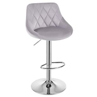 Woltu Tabouret Bar, Chaise Haute Bar, Tabouret Velours, R&eacute;glable en Hauteur, avec Dossier, Repose-Pieds, Chaise Haute Cuisine, Gris Clair, BH138hgr-1