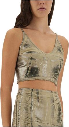 Rick Owens Top Court &agrave; Col en V - Femme - Tops - Beige - Taille: 38 FR