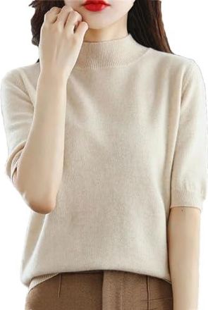 Generic Pull en Cachemire D&eacute;t&eacute; Femmes Pulls &Agrave; Manches Courtes Solides Pulls Tricot&eacute;s