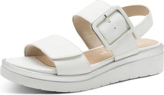 Tamaris Comfort Sandales Plates Femme Cuir avec Boucle, White/Silver, 36 EU