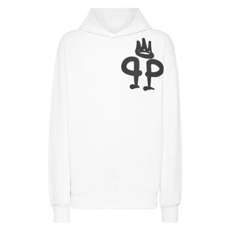 Philipp Plein Homme, Sweatshirts et sweats &agrave; capuche, Blanc, Taille: 3XL King Plein Hooded SweaT-shirt