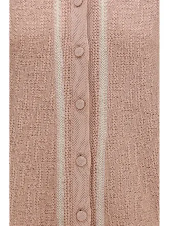 Fendi Womens Crochet Shirt Ff All-Over Pink Cotton
