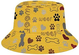 Generic 5 Empreintes De Pattes De Chien De Dessin Animé Bob Chapeaux Pliable Bob Chapeau Unisexe Pêcheur Cap pour Loisirs Camping Jardinier