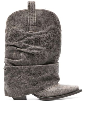 R13 bottines à effet craquelé - Noir