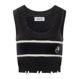 AMBUSH Contrast Distress Rippstrick-Weste - - Knitwear - Damen - Schwarzk - M