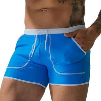 Generic HUIWDP Maillot de bain pour homme - Sexy - &Eacute;t&eacute; - Extensible - Plage - Surf - Sports - Short de bain pour homme, bleu clair, XL