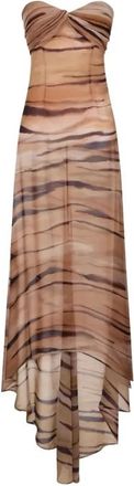 Elisabetta Franchi Femme, Robes, Brun, Taille: 40 FR Robe Longue Bustier Imprim&eacute; Tigre