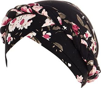 Generic Casquette turban tressée ethnique turban couvre-chef couverture imprimé chapeau bandeau bandeau noeud, Noir, Taille unique