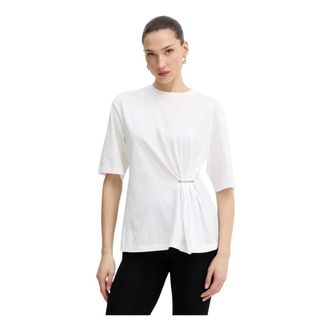 Twinset Femme, Tops, Blanc, Taille: 38 FR T-shirt &agrave; volants Plaque