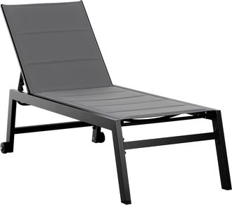 OUTSUNNY Sonnenliege Alu Gartenliege Relaxliege Garten 5-stufige R&uuml;ckenlehne verstellbar Stahl Texteline Schaumstoff Grau 168 x 72 x 102 cm