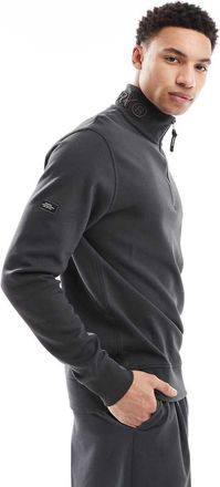 Superdry Sweat fonctionnel à col tunisien avec logo - Noir délavé