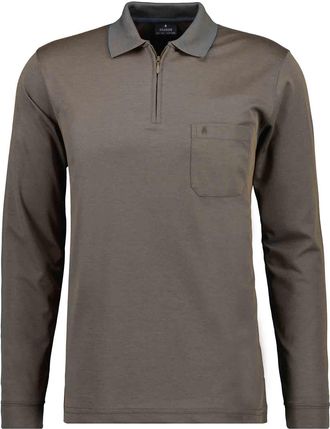 Ragman Herren Softknit-Poloshirt Langarm mit Zip Taupe dunkel-867, 3XL