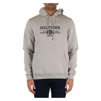 Tommy Hilfiger Baumwollkapuzenpullover mit Logo-Stickerei - - Sweatshirts & Hoodies - Herren - Grau - S