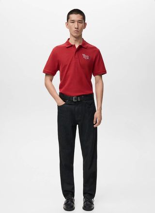 Mango Polo coton manches courtes rouge - Homme - XXL - MANGO MAN