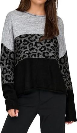 Only Femme Onljade Animal Ls O-Neck Noos KNT Sweater, Gris Clair Chiné, M EU