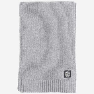 Stone Island Boys Wool Blend Scarf With Logo Gray Scarfs