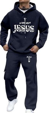 Generic Surv&ecirc;tement pour homme avec imprim&eacute; lettres, sweat &agrave; capuche, jambes droites, pantalon de surv&ecirc;tement ample avec poche droite, ensemble de surv&ecirc;tement