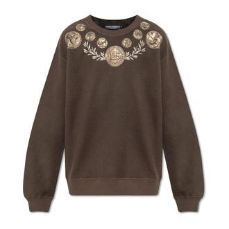 Dolce & Gabbana Homme, Sweatshirts et sweats &agrave; capuche, Brun, Taille: M Printed sweatshirt