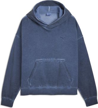 Puma Hoodie d&eacute;lav&eacute; coupe carr&eacute;e &agrave; motif Unisexe, V&ecirc;tements, Bleu, XXS