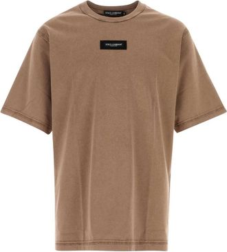 Dolce & Gabbana Homme, Tops, Brun, Taille: XL T-shirt oversize en coton Biscuit