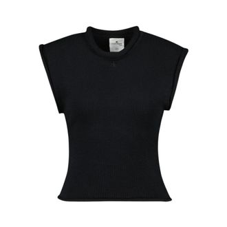 Courr&egrave;ges Schwarzes Baumwoll-Tanktop - - Tops - Damen - Schwarzk - L