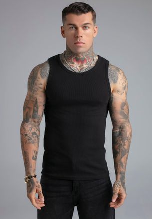 Siksilk Herren Schwarze Gerippte Weste XXL