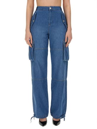 Moschino Viscose-Elastane Blend Cargo Pants - Blue