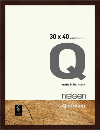 Nielsen Design Bilderrahmen, 30 x 40 cm, Holz, Weng&eacute;, Fotorahmen zum Aufh&auml;ngen im Hoch- & Querformat, Echtglas, Quadrum