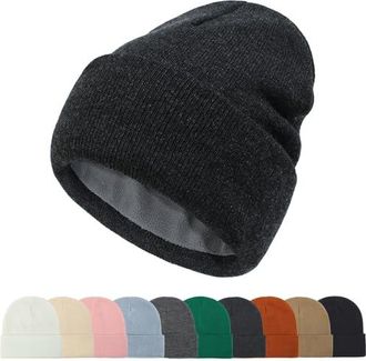 Dreshow Bonnet en Tricot Chaud pour Hommes et Femmes Bonnets dhiver Unisexes Beanie dhiver Extra Chaud pour Le Temps Froid