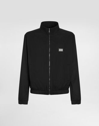 Dolce & Gabbana Jacke Aus Leichtem Nylon Mit Logoplakette - Mann M&auml;ntel Und Jacken Schwarz 54