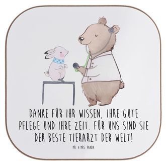 Mr. & Mrs. Panda Tischuntersetzer Bester Tierarzt - Geschenk, Aufmerksamkeit, Untersetzer f&uuml;r Gl&auml;ser, Danke Sagen, Design, Tasse, Dankesch&ouml;n, Bedanken, pelzige Freunde
