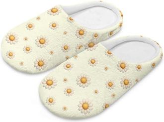 Coloranimal Pantoufles dint&eacute;rieur r&eacute;utilisables en coton pour femme - Pour chambre dinvit&eacute;s - Chaussures dint&eacute;rieur tendance &agrave; bout ferm&eacute;, marguerite, 35.5/36.5 E