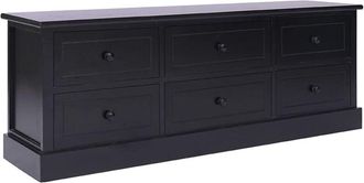 vidaXL Meuble tv Noir 108x30x40 cm Bois de Paulownia solide Vidaxl