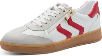 Marco Tozzi Marco Tozzi Damen Sneaker weiches Feel Me Wechselfu&szlig;bett weiches Innenfutter Vegan Modern, wei&szlig; (White/RED), 41 EU