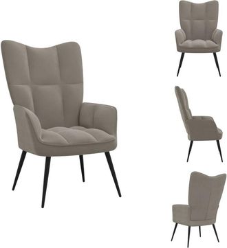 vidaXL Relaxsessel Hellgrau Samt - Samtsessel - Sessel Grau - Wohnzimmersessel - Bequemsessel - Lounge Chair