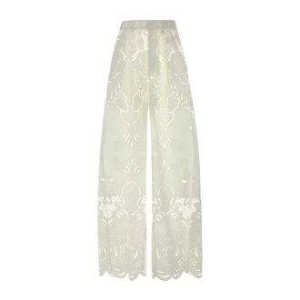 Giuseppe Di Morabito Femme, Pantalons, Blanc, Taille: 38 FR Pantalon ample Broderie Anglaise