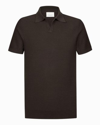 Profuomo Waffelstrick-Poloshirt mit Tencel und Seide in