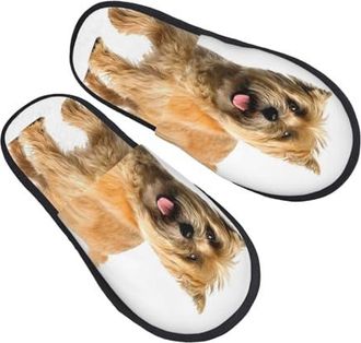 Generic Pantoufles De Voyage Chien Cairn Terrier Mignon Cozy Pantoufles De Maison Doux Hiver Chausson Pour Camping H&ocirc;tel Invit&eacute; M